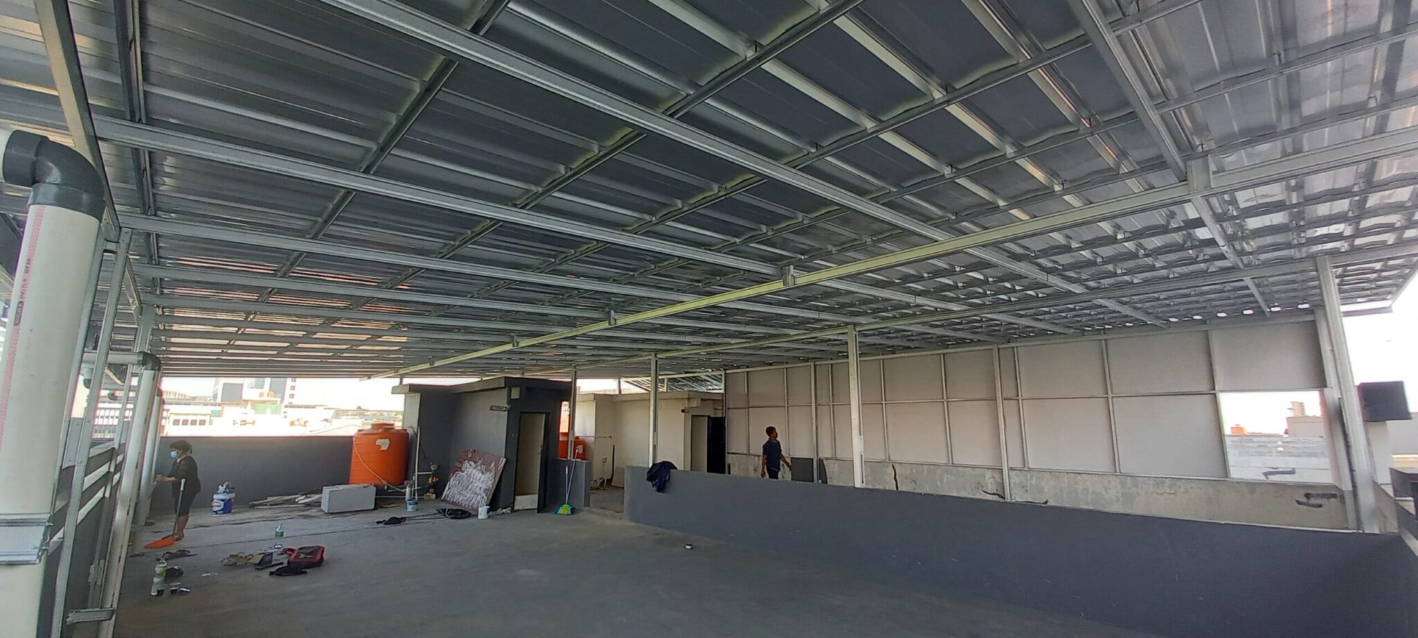 Kanopi baja ringan atap spandeck di rooftop ruko cikarang square ...